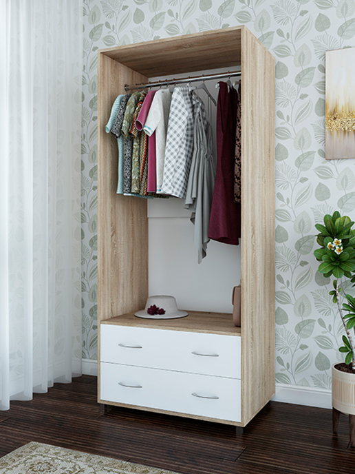 Шкаф Rio 2D2S (дуб сонома / белый матовый) | Ами Мебель